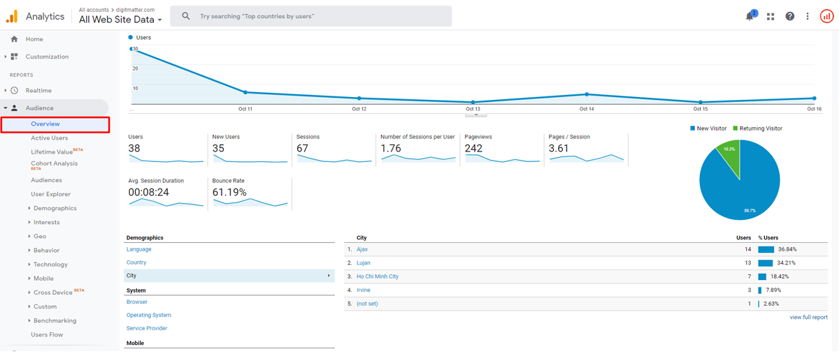 Tổng quan Audience report trong Google Analytics - isharedigital